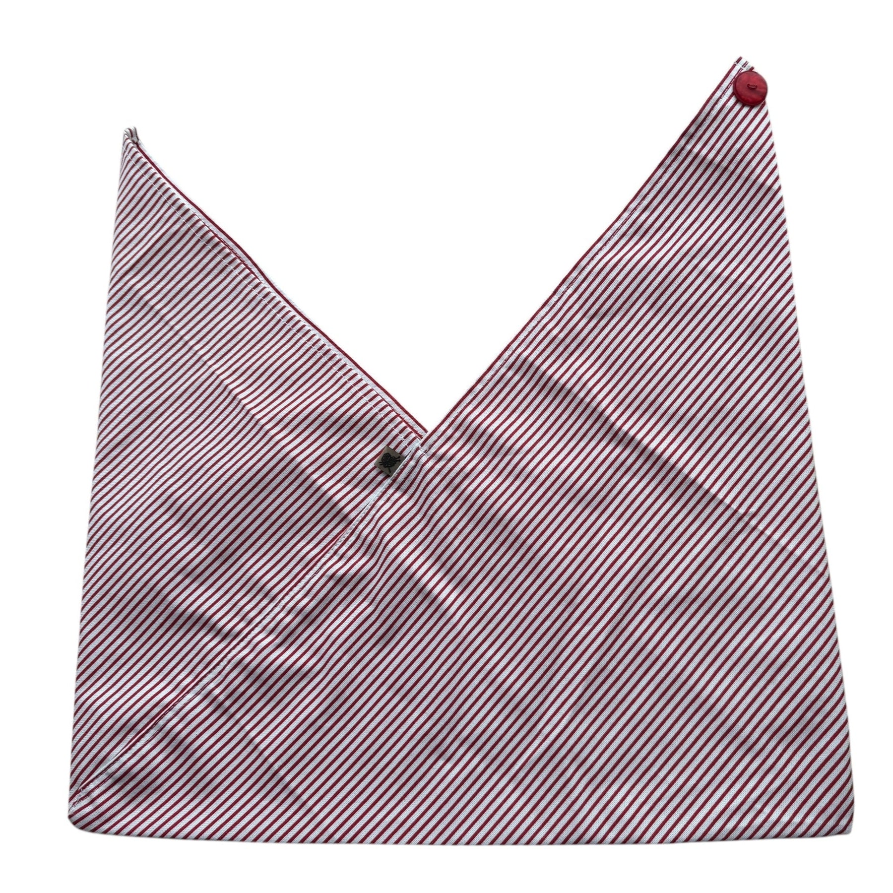 Bolsa Origami en Lona Estampada - Rayas Rojas – Entrelanas Sala de Tejido
