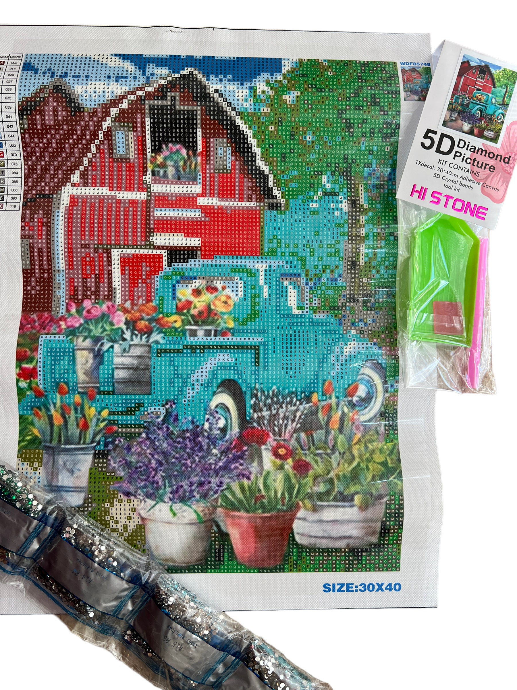 Kit de Pintura con Diamantes 5D - Diamond Paint - Granja Roja - 40 x 3 ...