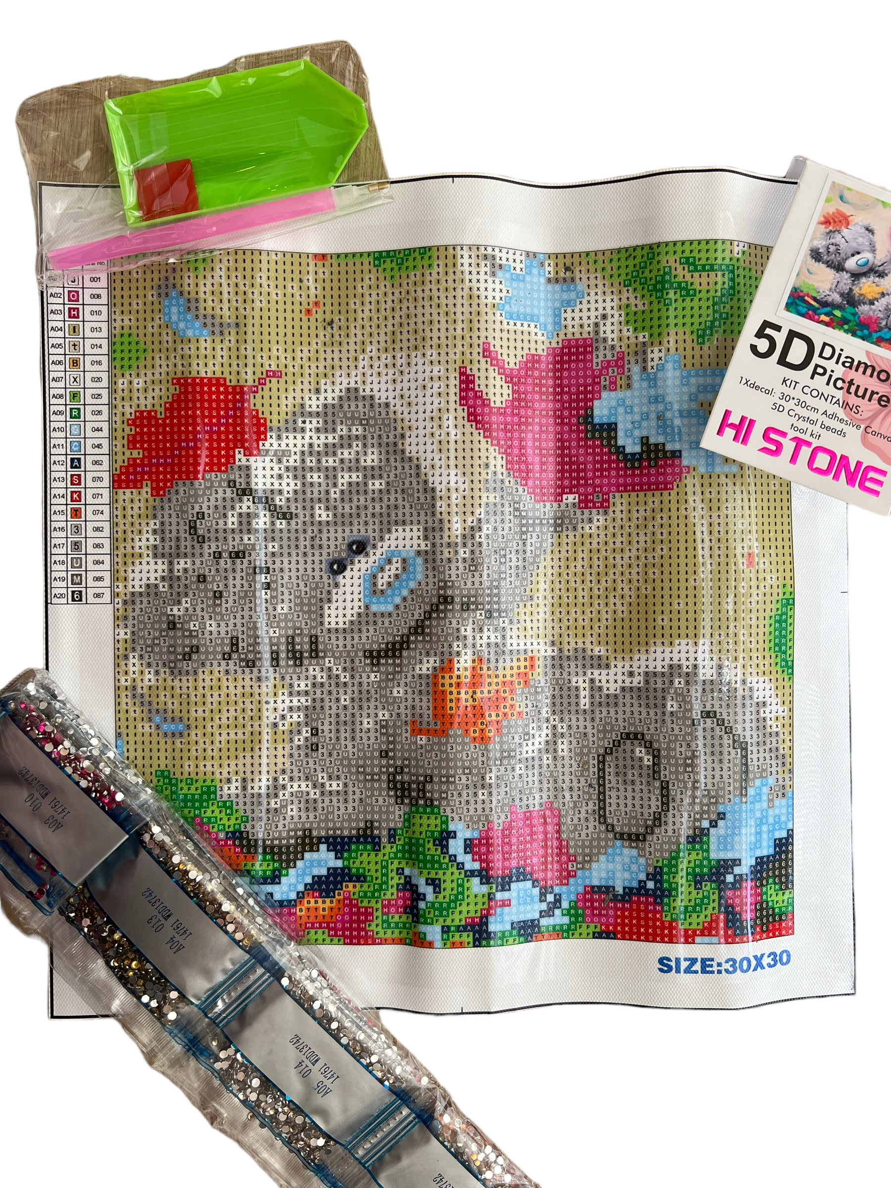 Kit de Pintura con Diamantes 5D - Diamond Paint - Oso Gris - 30 x 30 c ...